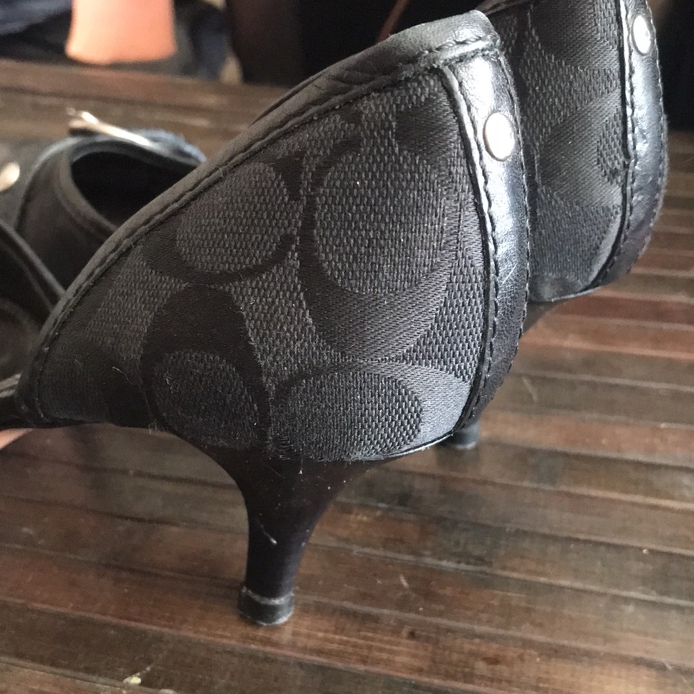 Coach Black & Chrome Coach Signature Monogram Heels(V… - Gem